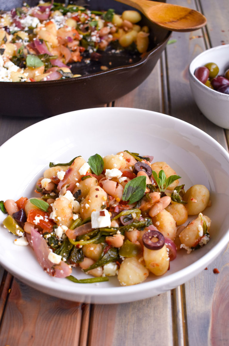 Mediterranean Gnocchi Skillet with White Beans and Spinach - I Brought ...